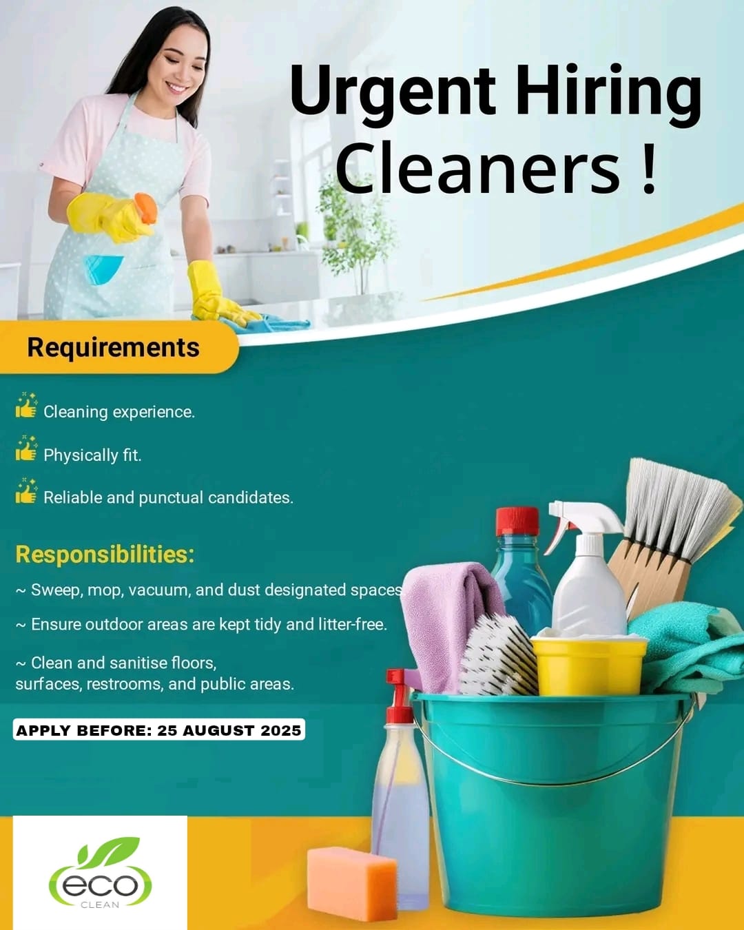ECO Cleaning Service Hiring Cleaners – No Experience Needed ...